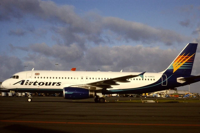 ORIGINAL 35MM COLOUR slide of Airtours Airbus A320-231 G-COEZ £0.75 ...