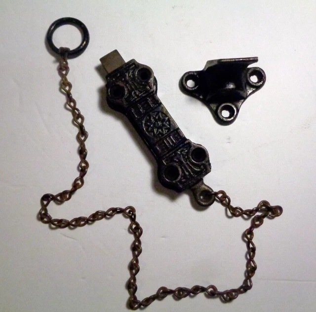 VICTORIAN -EASTLAKE ERA FRENCH DOOR SPRING LOADED PULL CHAIN LOCK w/JAM ...