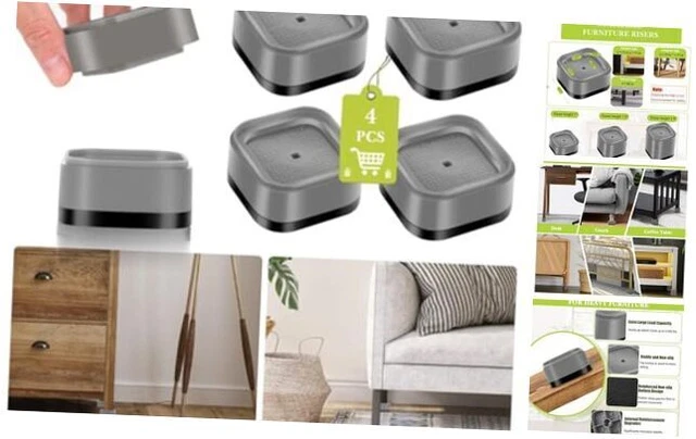 PACK FURNITURE RISERS 1 Inch, Adjustable Bed Risers Heavy Duty for 4 ...