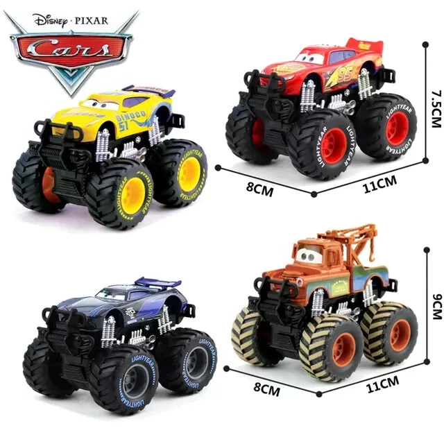 DISNEY PIXAR CARS Toy Red Lightning McQueen Metal Mode Monster Truck ...