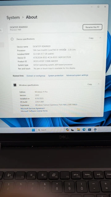 DELL PRECISION 7680 Workstation I9-13950HX 32GB RAM 512GB SSD RTX A1000 ...