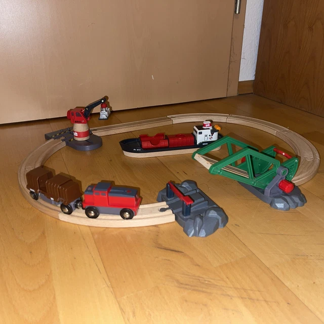 BRIO WORLD 33061 Container Hafen Set - Mit Hafenbrücke und beweglichem ...