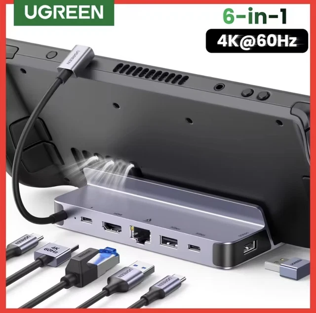 UGREEN USB-C DOCKING Station HDMI 4K60Hz Steam Deck Dock RJ45 Nintendo ...