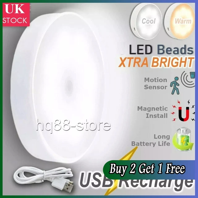 LED MOTION SENSOR Light USB Wireless PIR Battery Wall Cabinet Stair Night Lamp £3.93 - PicClick UK