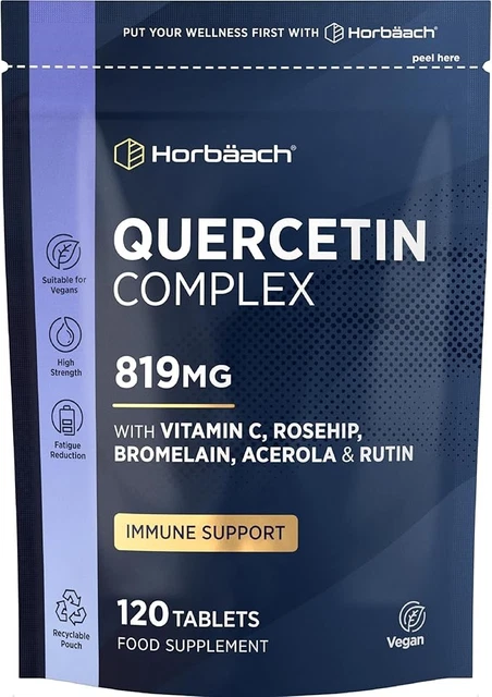 QUERCETIN SUPPLEMENT WITH Bromelain 819mg | 120 Vegan Tablets | Complex ...