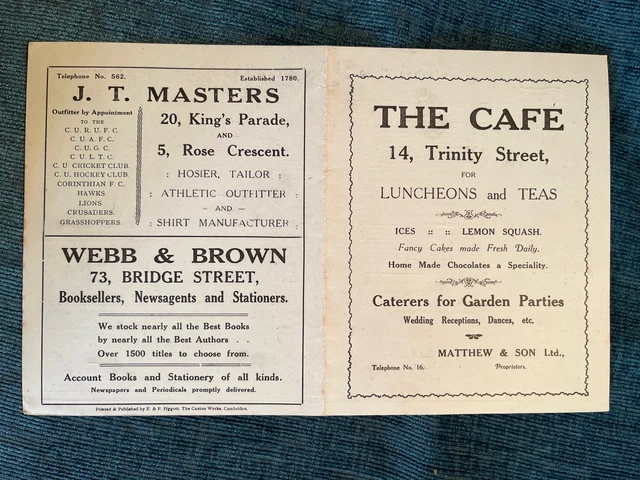 RARE CRICKET SCORECARD - Cambridge University v Yorkshire - 1922 £21.49 ...