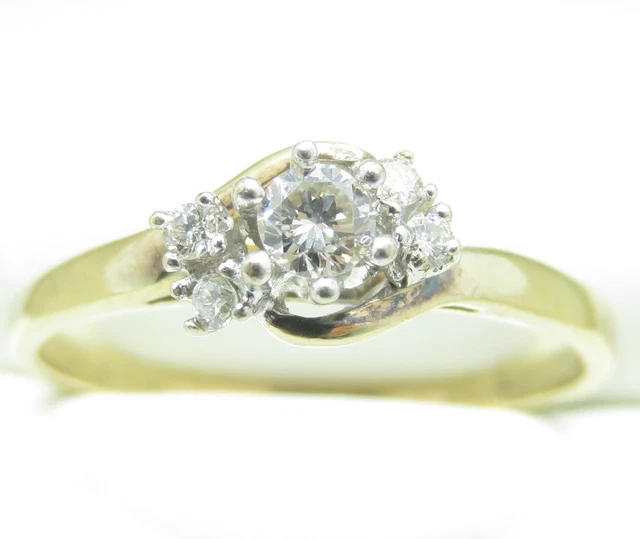 GENUINE DIAMOND RING In 9K Yellow Gold $198.00 - PicClick AU