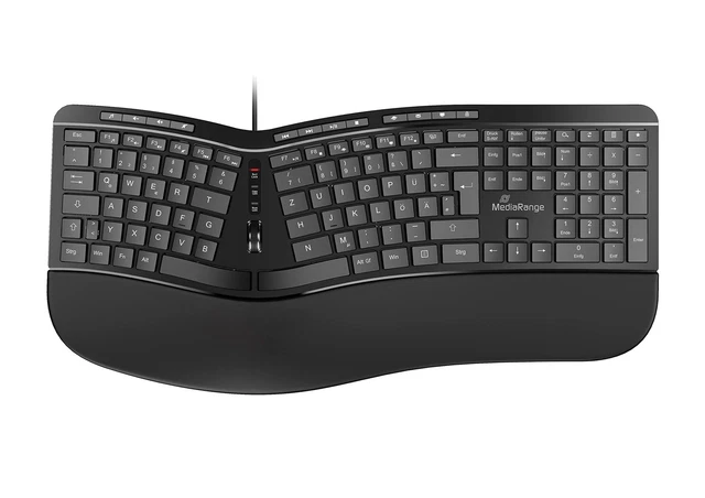 MEDIARANGE ERGONOMIC KEYBOARD, wired multimedia keyboard with 124 keys ...