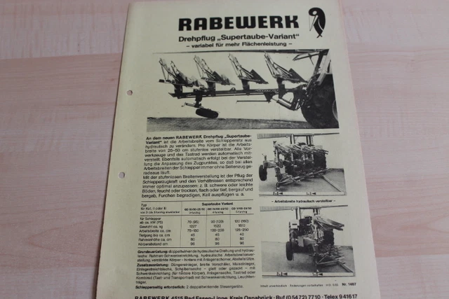 144308) RABEWERK ANBAU-DREHPFLUG - Supertaube Variant - Prospekt 05/ ...