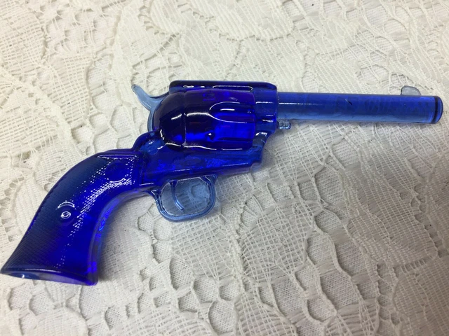 BLUE VASELINE GLASS Colt Revolver pistol uranium single action army gun ...
