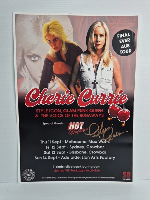 RUNAWAYS CHERIE CURRIE Sign Poster Final Ever AUSTRALIAN Tour 11.5 X 16 ...
