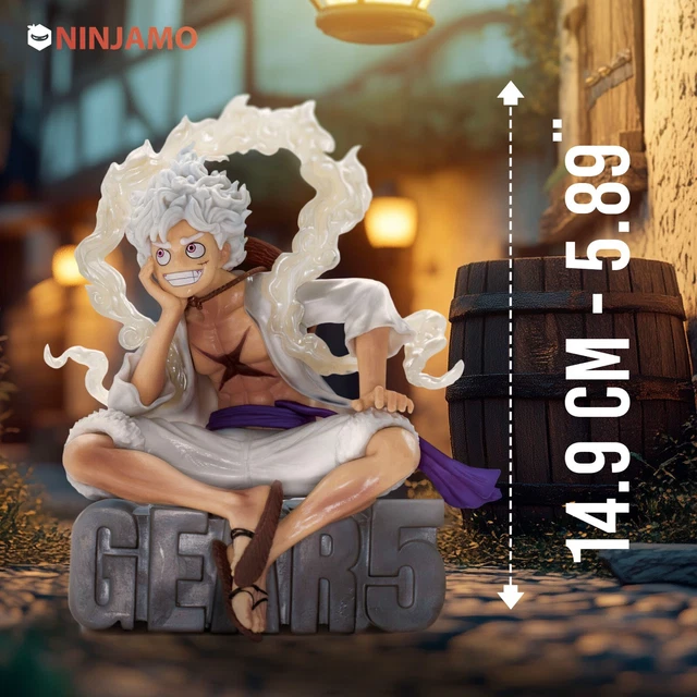 ONE PIECE MONKEY D Luffy Gear 5 White Hair Sitting Figure Statue Toy ...