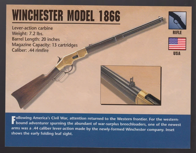 WINCHESTER MODEL 1866 RIFLE .44 Gun Atlas Classic Firearms PHOTO CARD £ ...