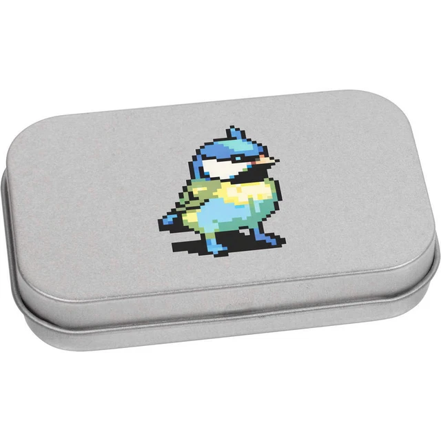 'BLUE BIRD PIXEL Art' Metal Hinged Tin / Storage Box (TT044702) £5.99 ...