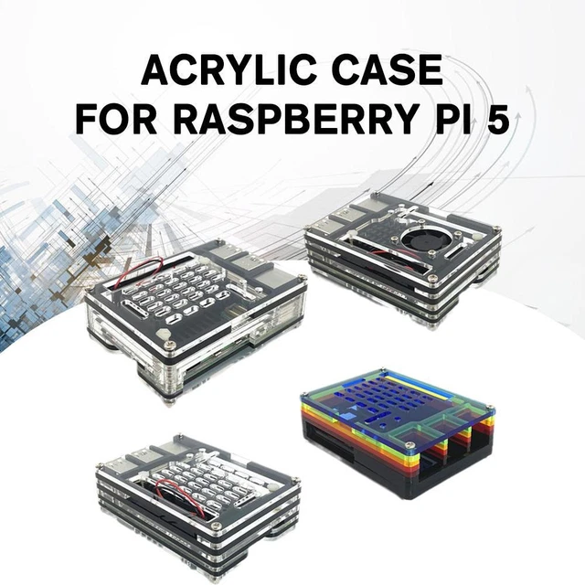 FOR RASPBERRY PI 5 Acrylic Case 9Layers Transparent Fan With Heatsinks ...