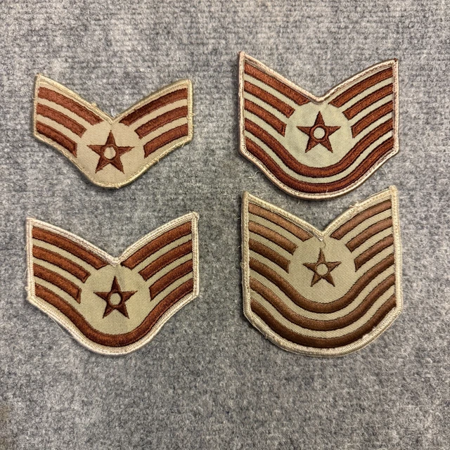 US AIR FORCE Desert Tan Ratings Enlisted Rank Embroidered Patch Sew On ...