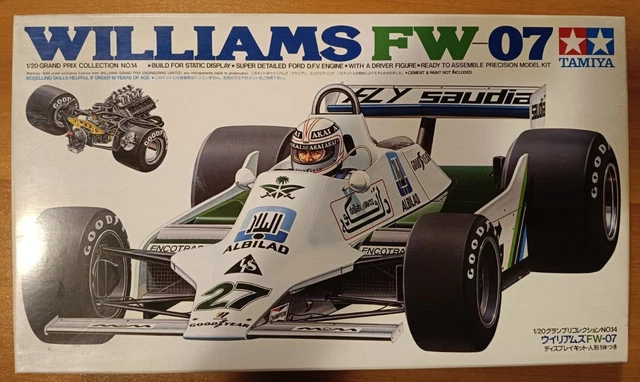 KIT TAMIYA 20014 Williams Ford Fw07 F1 1979 Scala 1:20 + Extra Decals ...