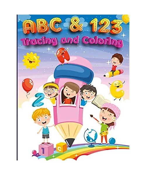 ABC & 123 Coloring and Tracing Book For Kids Ages 4-8: My First Home ...