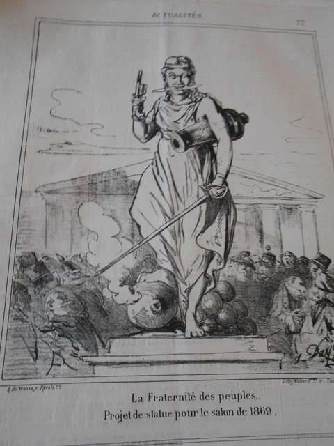 CARICATURE 1869 LA fraternité des peuples projet de statue EUR 3,80 ...
