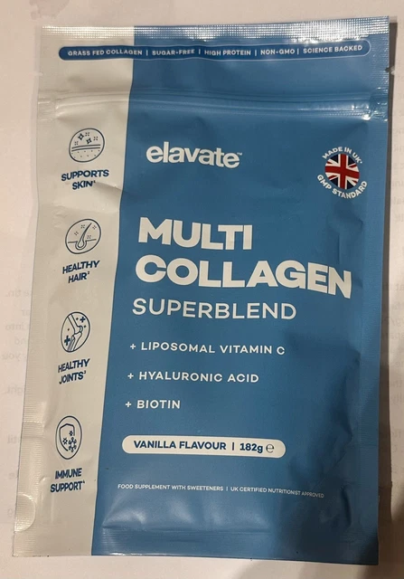 ELAVATE MULTI COLLAGEN Superblend - Vanilla Flavour - 182g -BBE 06/2027 ...