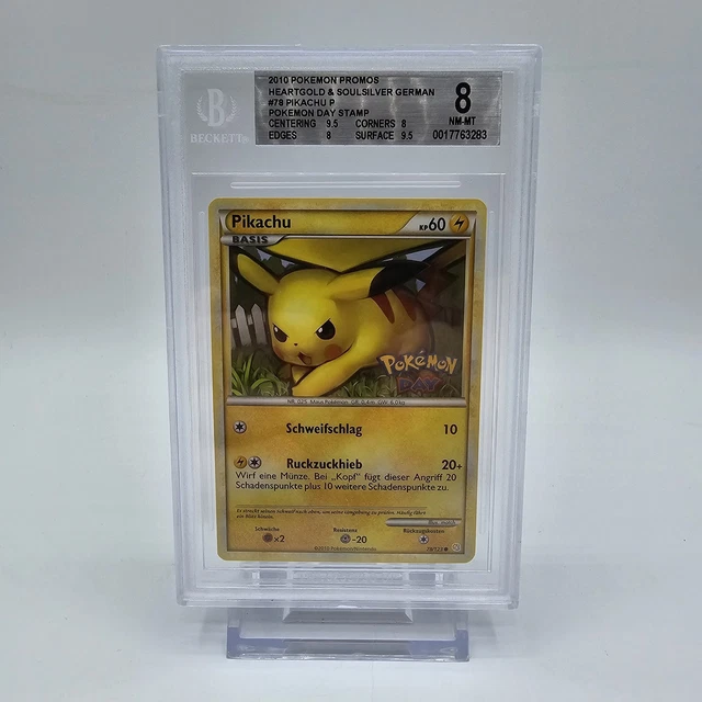 POKÉMON PIKACHU 78/123 BGS 8 Heartgold Soulsilver Pokemon Day Stamp NM ...