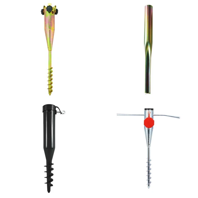 PARASOL & WASHING Line Soil Spike Outdoor Ground Screw In Metal Plastic ...
