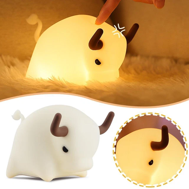 COW LAMP ANIMAL Table Lamp Mini Soft Silicone LED Night Light with USB ...