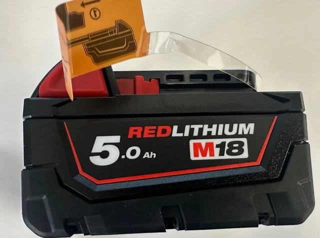 MILWAUKEE BATTERY M18B5 M18 5.0Ah Red Li-ion Brand New Genuine £49.58 ...
