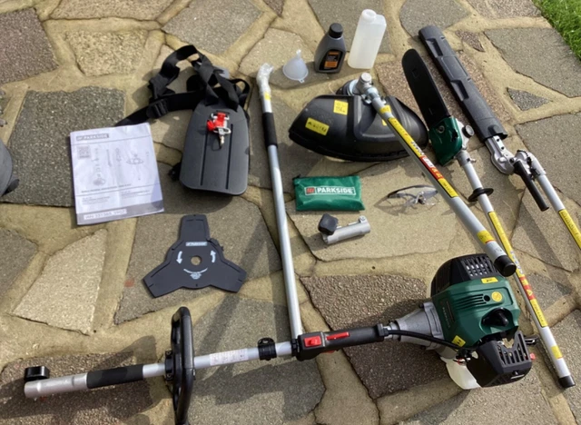PARKSIDE 4-IN-1 PETROL MULTI-TOOL LAWN TRIMMER, STRIMMER, HEDGE TRIMMER ...