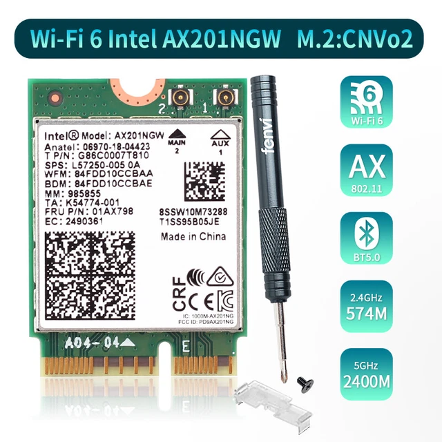 INTEL WIFI 6 AX201 AX201NGW NGFF M.2 CNViO2 scheda Bluetooth wireless ...