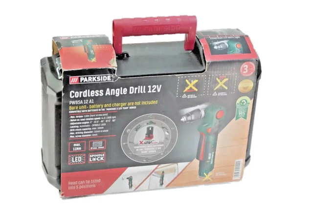 PARKSIDE 12V CORDLESS Angle Drill + 2Ah Bare unit £39.99 - PicClick UK