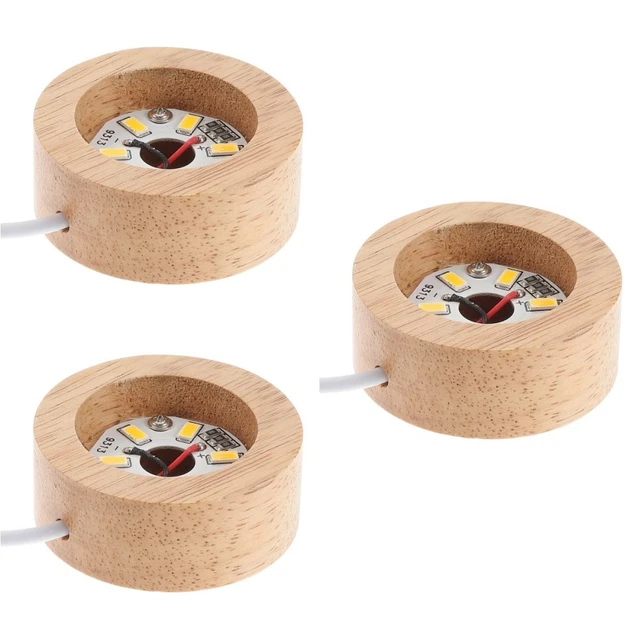 SET OF 3 Light up Sphere Holder Bulk Led Display Base Wooden Stand ...