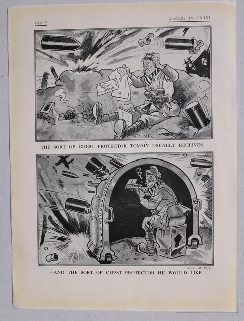 1917 WWI WW1 Canadian Army Print Cartoon G.m.payne Tommy Chest ...