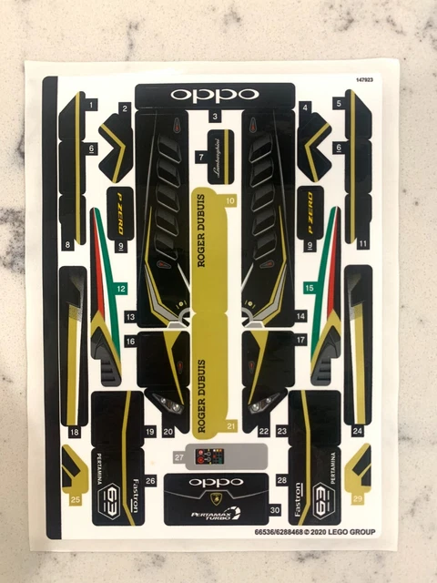 LEGO STICKER SHEET for 76899, Sheet 1, Lamborghini Huracan Super Trofeo ...