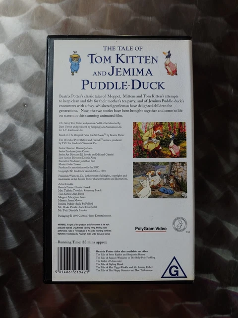 THE TALE OF Tom Kitten And Jemima Puddle Duck - 1995 Beatrix Potter VHS ...