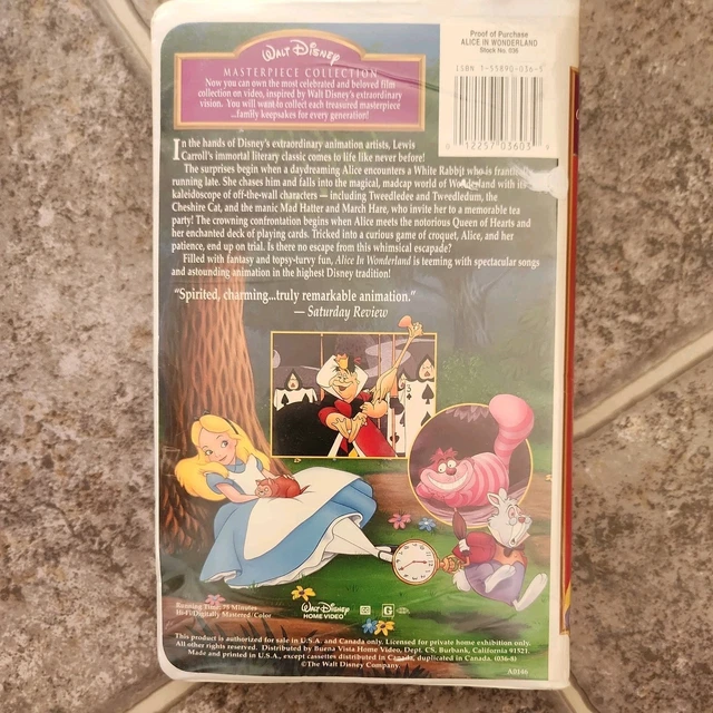 VINTAGE DISNEY ALICE In Wonderland Masterpiece Collection VHS Tape ...