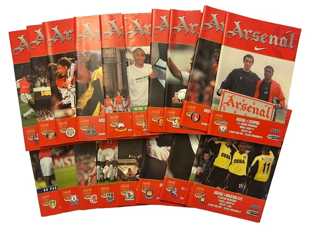 19 X ARSENAL Home Programmes - Season 2000-01 - All listed & pictured £ ...