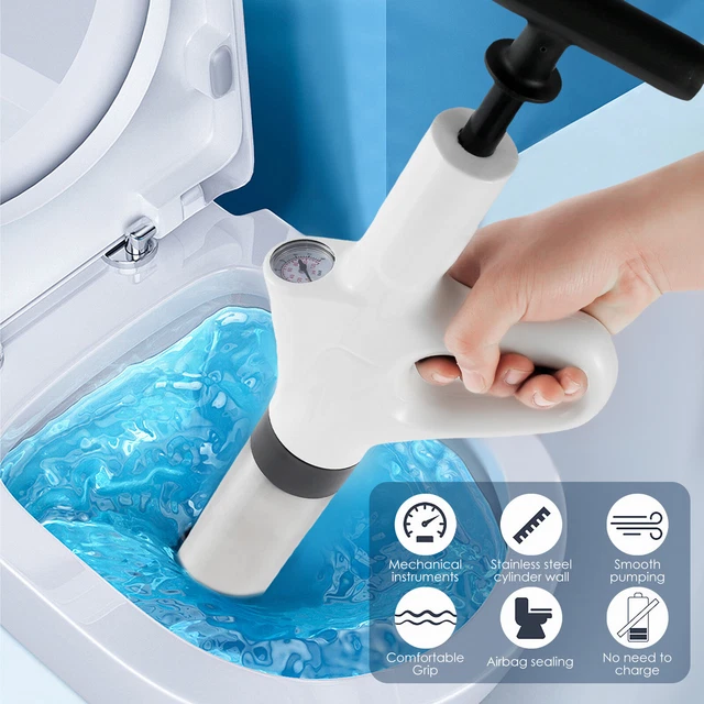 TOILET PLUNGER KIT High Pressure Toilet Air Drain Plunger Stainless ...