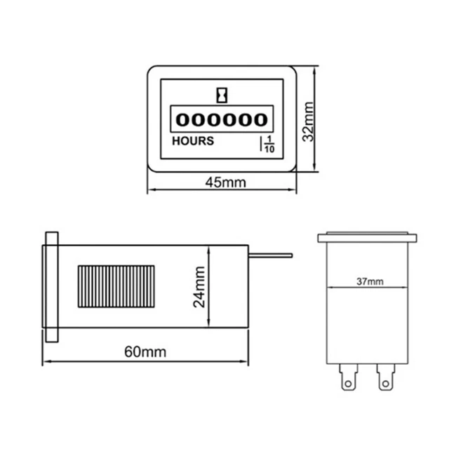 HOUR METERTIME COUNTER Quartzs Timer Hourmeter DC6V-80V For Car Marine ...