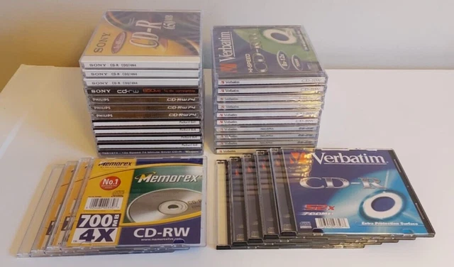 JOB LOT 30X Verbatim, Sony, Philips, Memorex Blank CD R & CD RW Discs ...