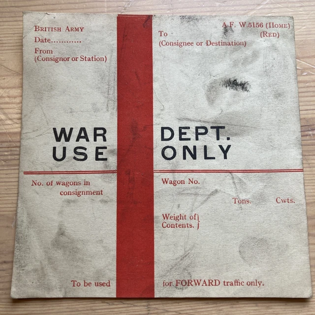 WWII BRITISH ARMY War Department Rail Wagon Label (Home - Red) £3.99 ...