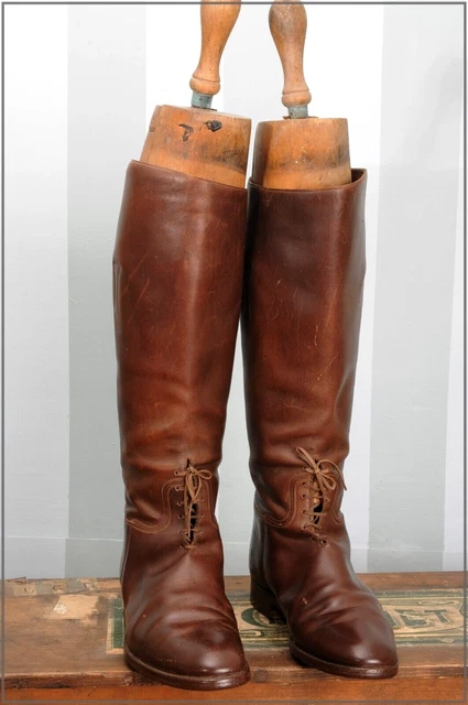 ANTIQUE MANFIELD & Sons HUNTING RIDING BOOTS WOODEN LASTS 1900 vintage ...