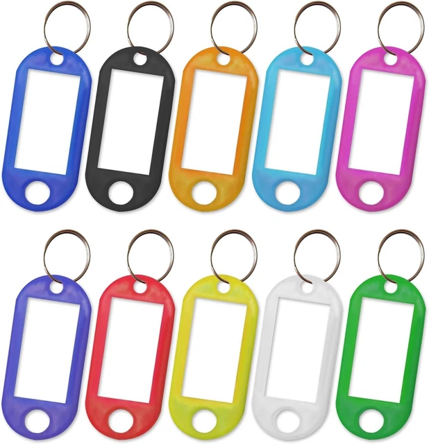 KEY TAGS FOBS Plastic Luggage ID Labels Key rings with Name Cards 10 ...