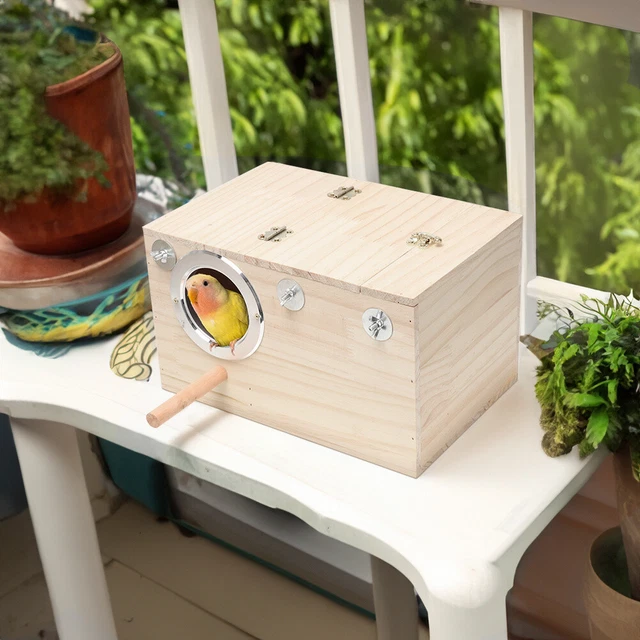 WOODEN BIRD BREEDING Box Cage Nesting House Nest For Parrot Budgie ...