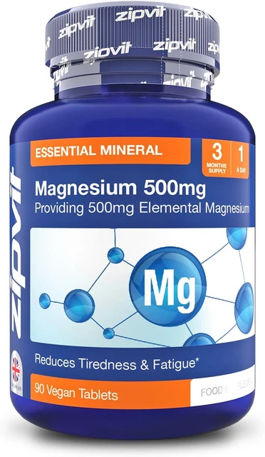 MAGNESIUM 500MG OF Elemental Magnesium, High-Strength Magnesium Tablets ...