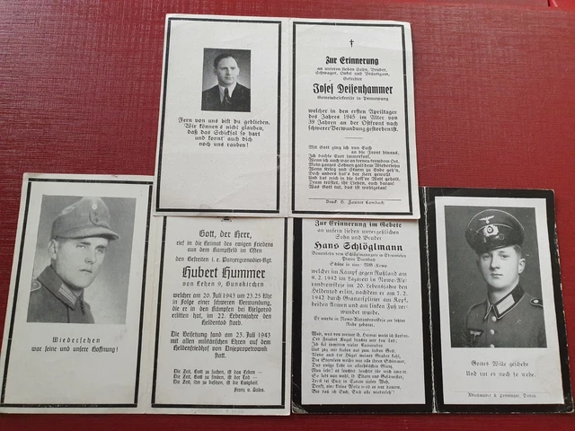 ORIGINAL GERMAN WW2 death Cards Lot X 3 Sterbebild Wk2 Konvolut £11.99 ...