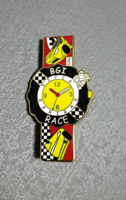 PIN'S RARE MONTRE Watch Or Race Ferrari Jaune Michelin Creation Qualite Arthus EUR 12,90 ...