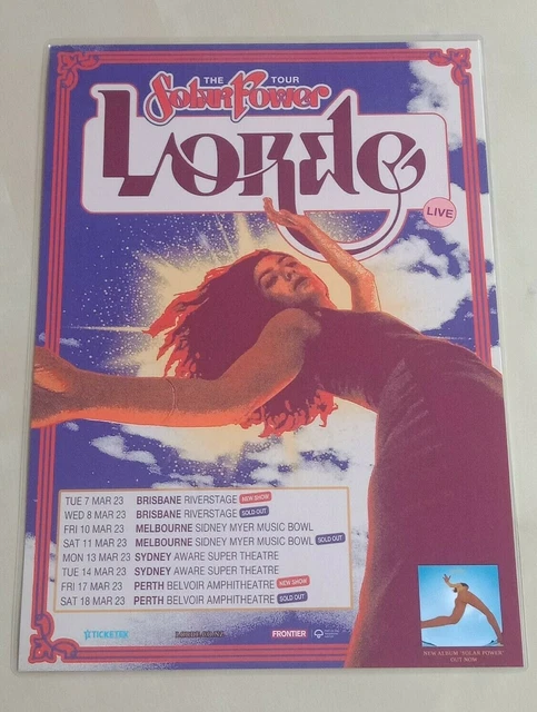 LORDE - SOLAR Power 2023 Tour - Laminated Australia Tour Poster NEW ...