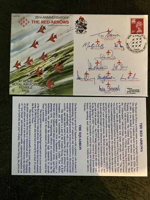 RAF COVER - 25th Anniversary, THE RED ARROWS, Flown & Signed by Full ...