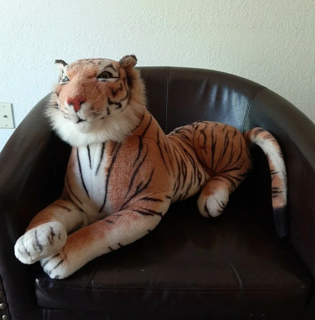 RARE COLLECTIBLE LARGE Life Size Lying Tiger Plush Stuffed Animal ...